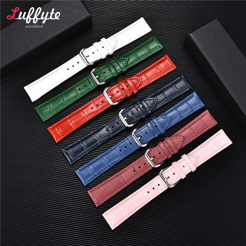 14mm 16mm 18mm 20mm 22mm 24mm Women Genuine Leather Watch Band White ...