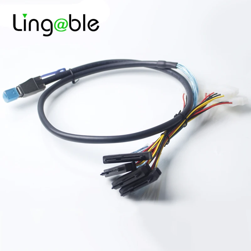 Lingable Mini SAS HD (SFF-8644) Male to 4 Ports SAS 29 Pin Female (SFF ...