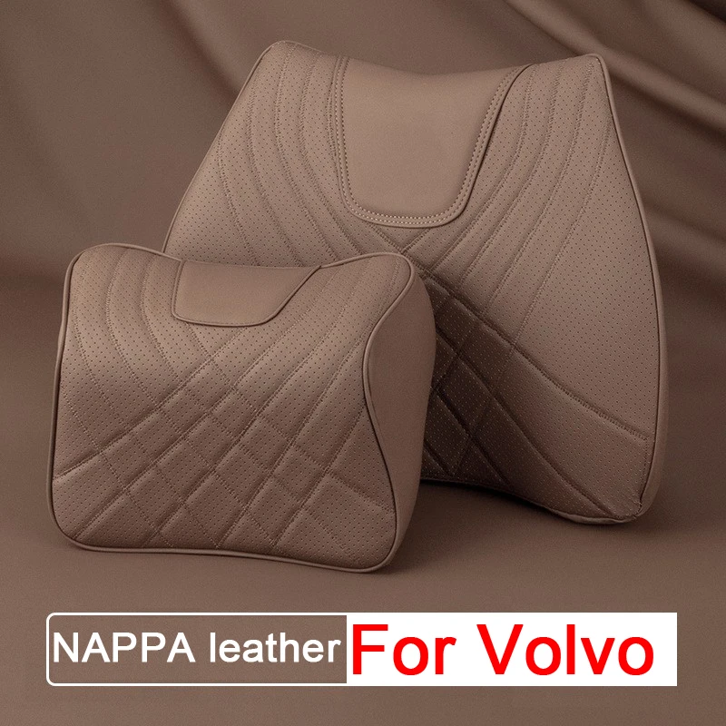 Soft-leather-Car-Neck-Pillow-Memory-Foam-Headrest-Lumbar-Back-Support ...
