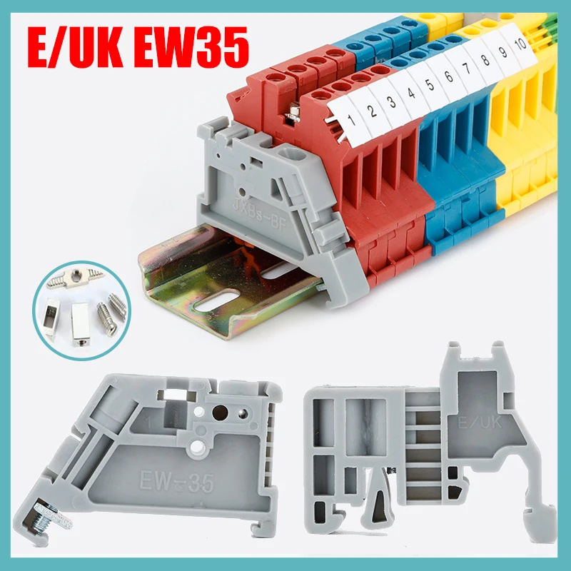10pcs E/UK EW35 Guide Rail Wiring Terminal Block End Clamp For UK SAK Connector DIN Rail ...