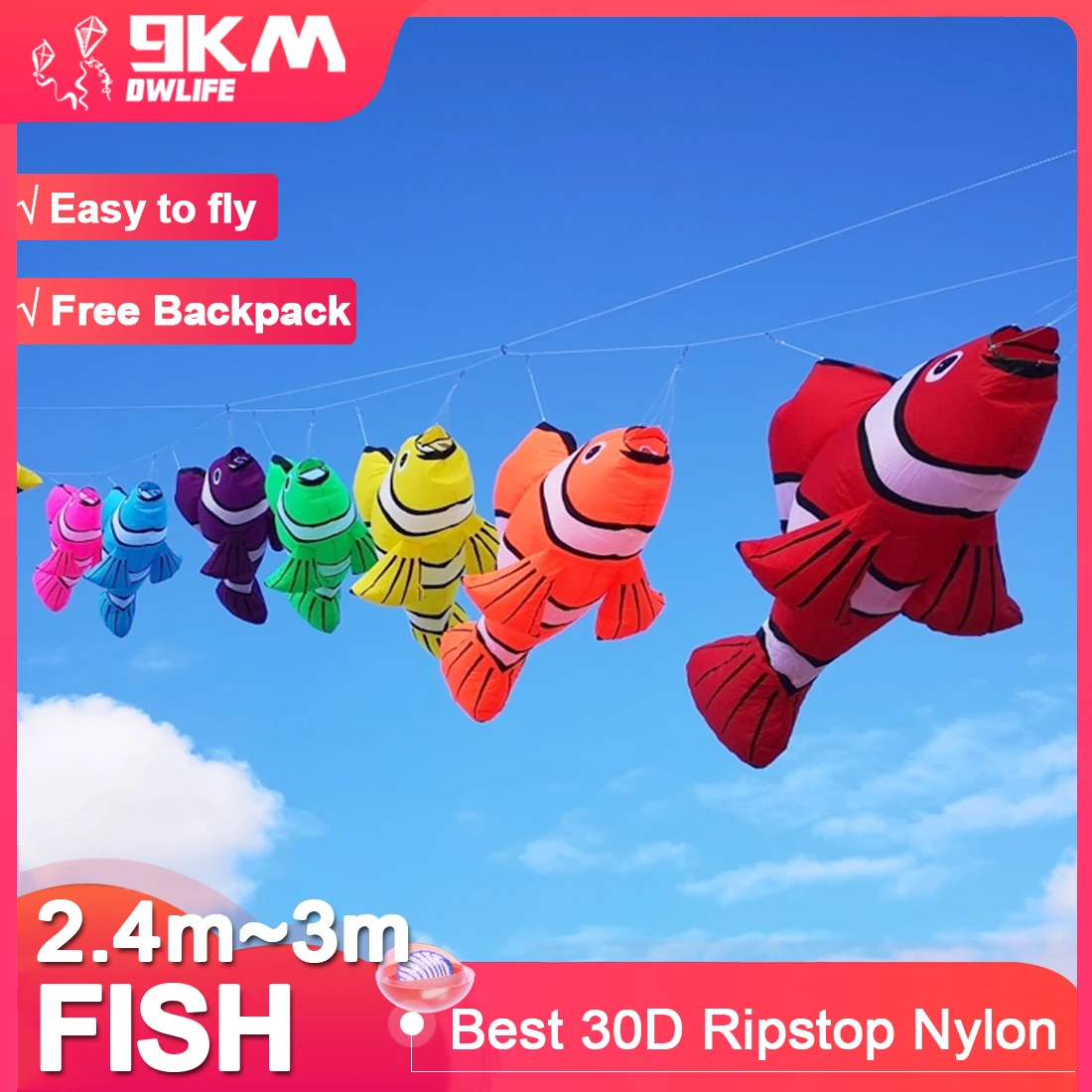9KM-7color-2-45m-3m-Fish-Kite-Line-Laundry-Pendant-Soft-Inflatable-Show ...