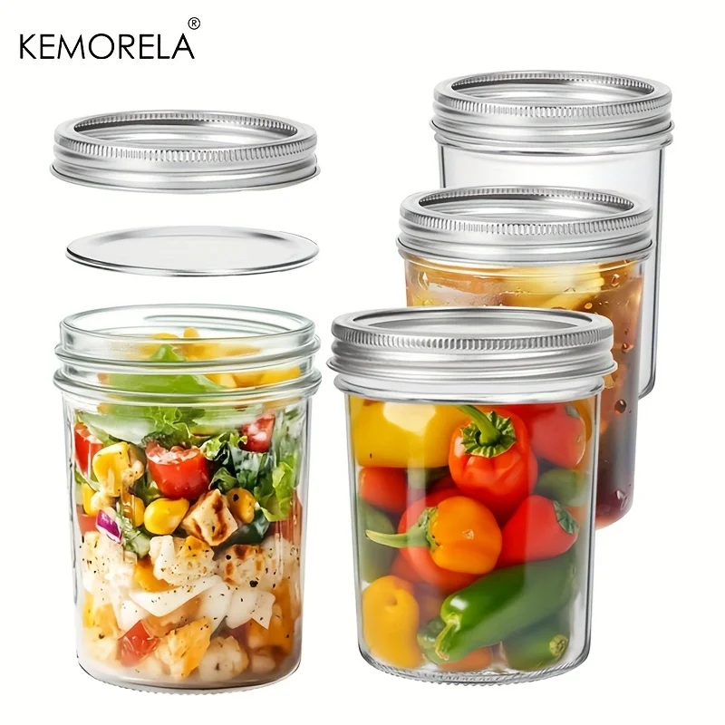 KEMORELA Mason Jars 350ML With Lids 4PCS Pint Mason Jars with Seal ...