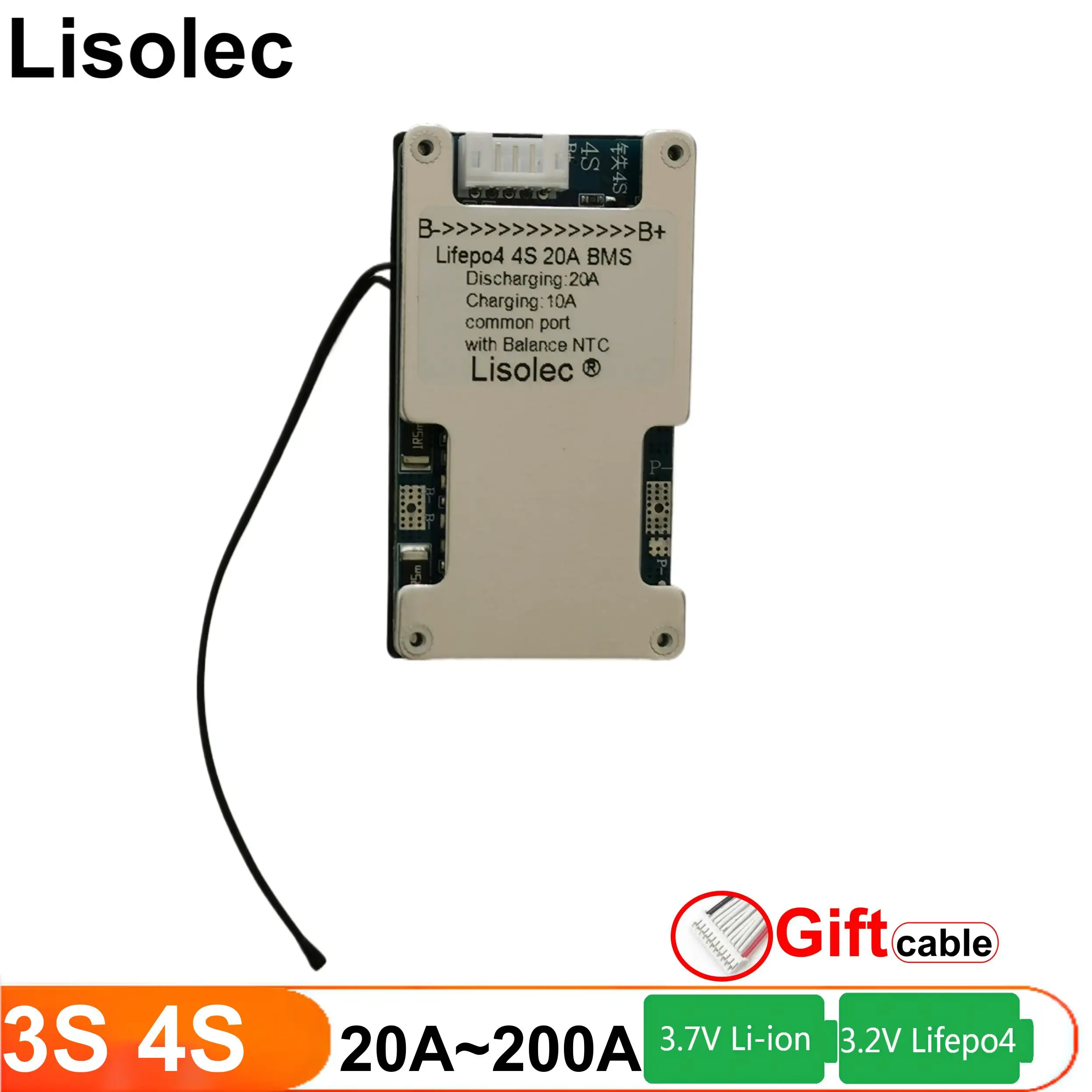 12V 200A To 20A BMS Li-ion 3S 4S and Lifepo4 4S Common Port Protect ...