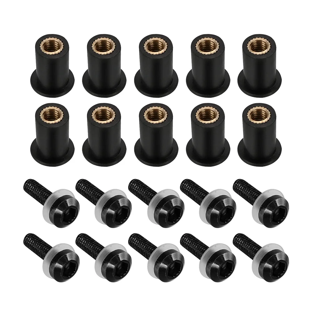 5MM 10PCS Fairing Bolts Kits Windshield Screw Rubber Nuts Accessories ...