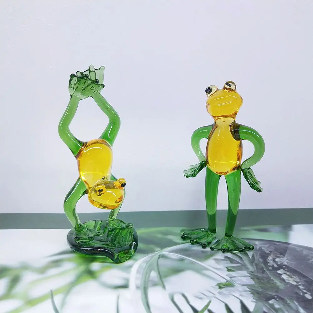 Chic Frog Statue Glass Cute Animal Design Frog Figure Eye catching Mini ...