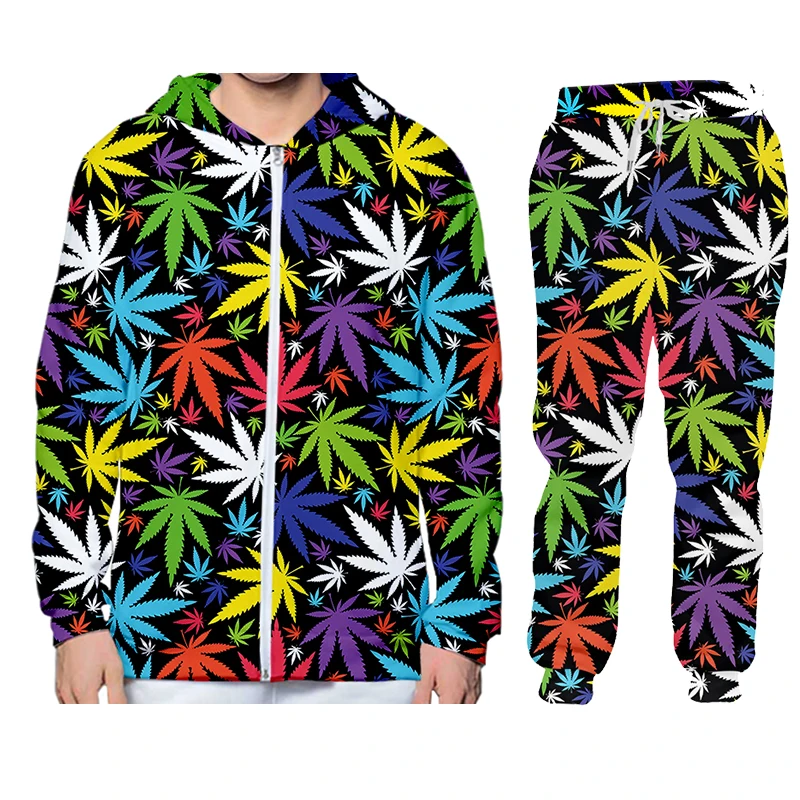 Marijuana Weeds Hoodies Set 3D Printed Men's Sweatshirt Men's Tracksuit ...