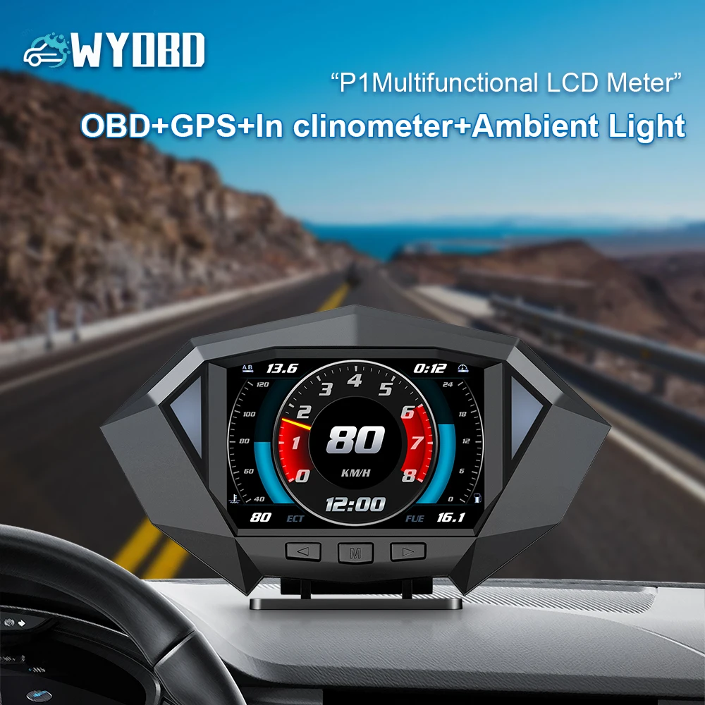 Wyobd P1 Obd2 Hud Display Car Gps Led Color Ambience Light Auto ...