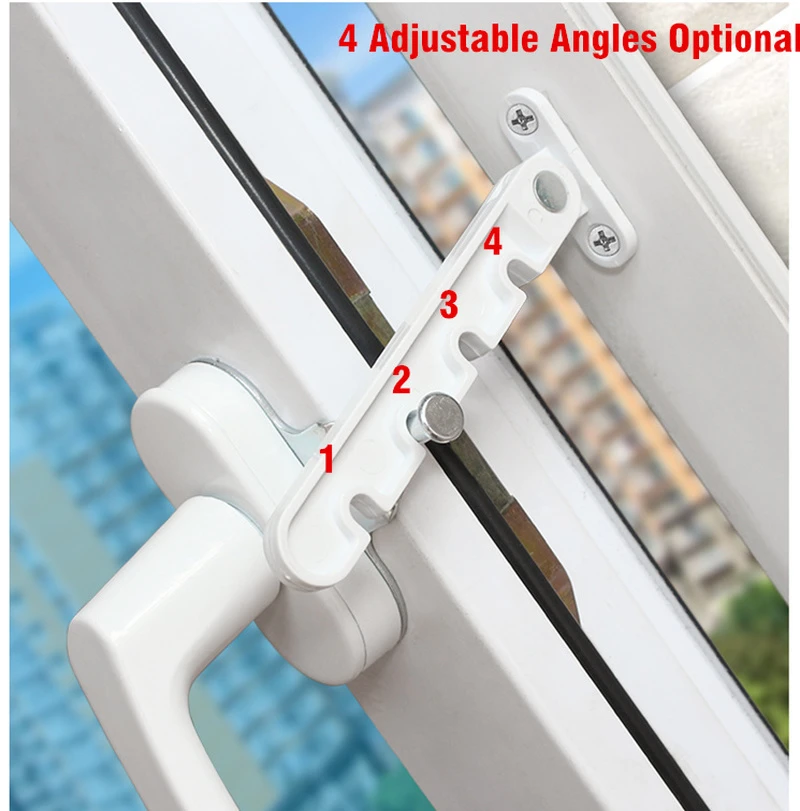 4 Adjustable Angles Wndows Limiter Latch Casement Window Stopper Child ...
