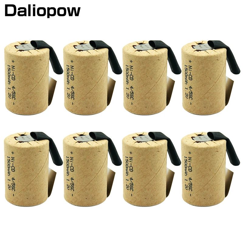 6-20 pces 4/5sc subc 1.2v 1500mah ni-cd sc bateria recarregável pilha com guias de soldagem para ...