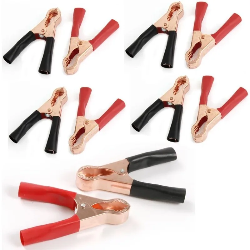 10/20PCS 50/100A Insulated Alligator Clips Heavy Duty Black/Red Boot ...