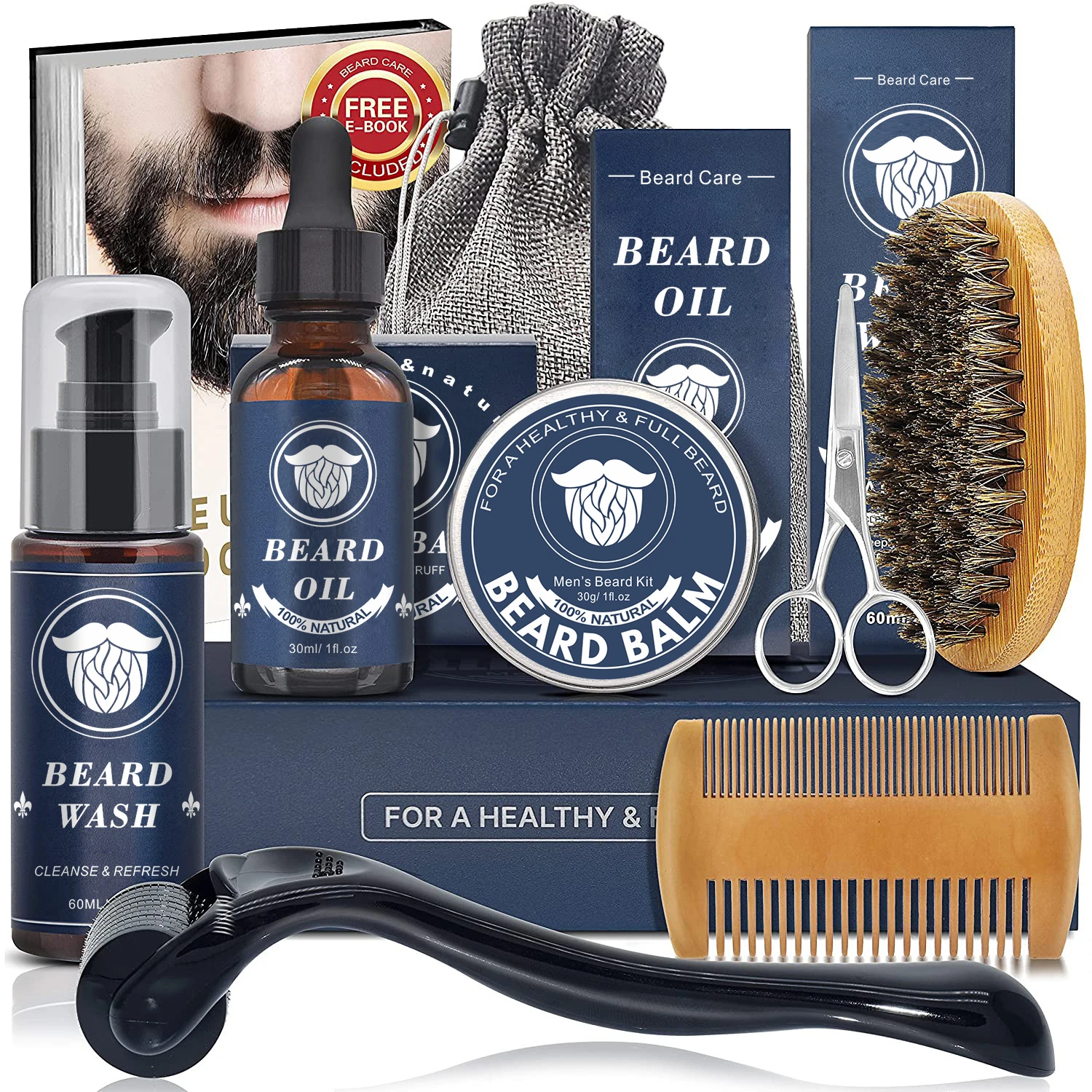 9pcs/sets Beard Growth Kit For Men Hair Enhancer Thicker Mustache ...
