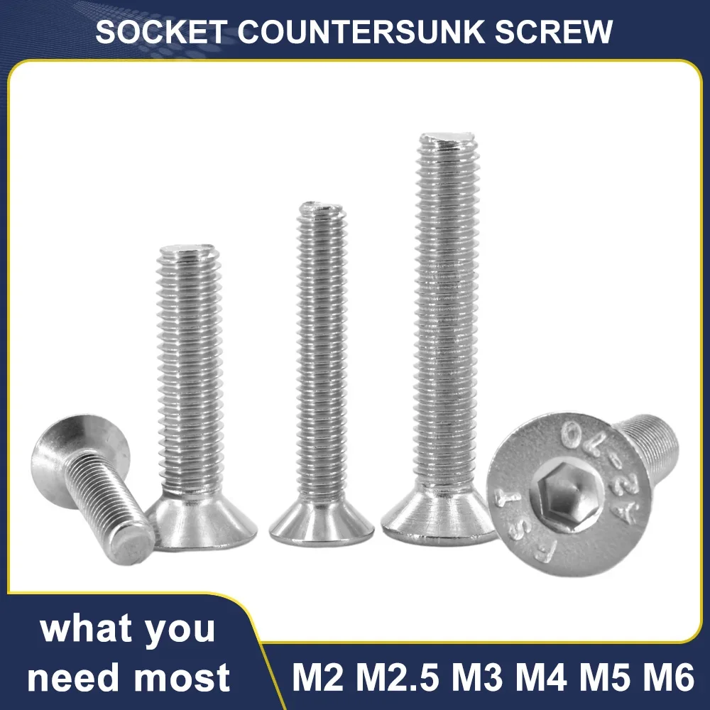 5-7-10-20-100PCS-304-Stainless-Steel-Hexagon-Socket-Countersunk-Screw ...
