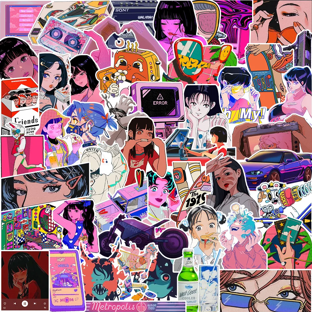 50pcs-Anime-Girl-Stickers-Waterproof-Girl-Stickers-Decals-for-Water ...
