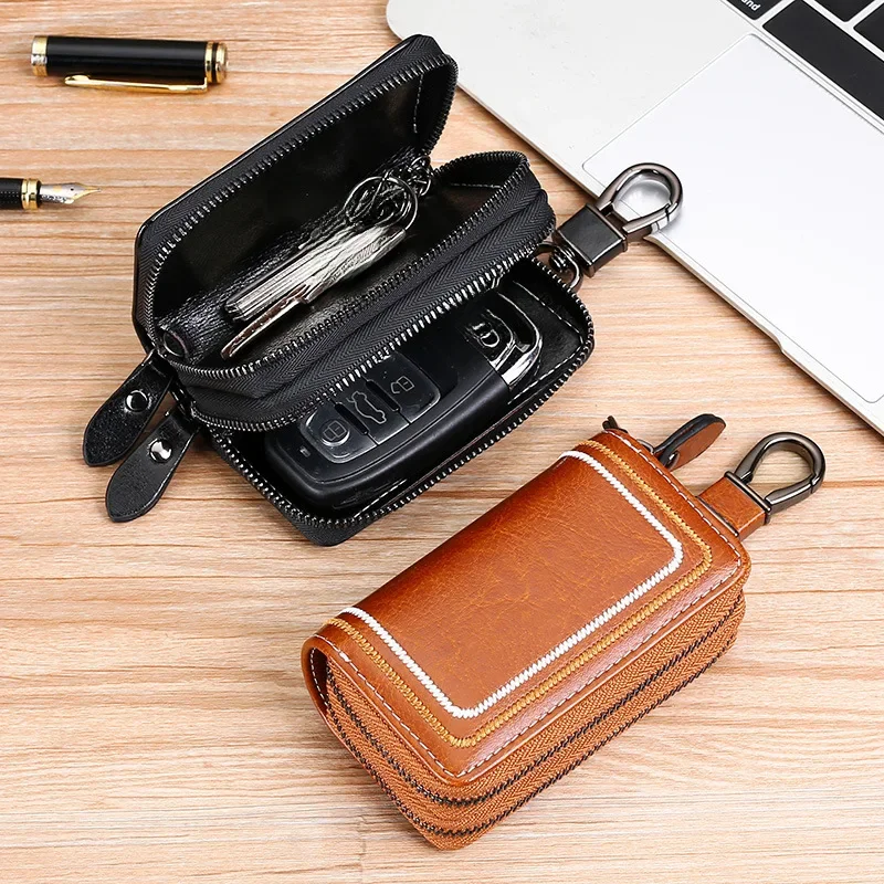 Fashionable-Embroidered-Line-Leather-Car-Key-Bag-Multi-functional-Door ...