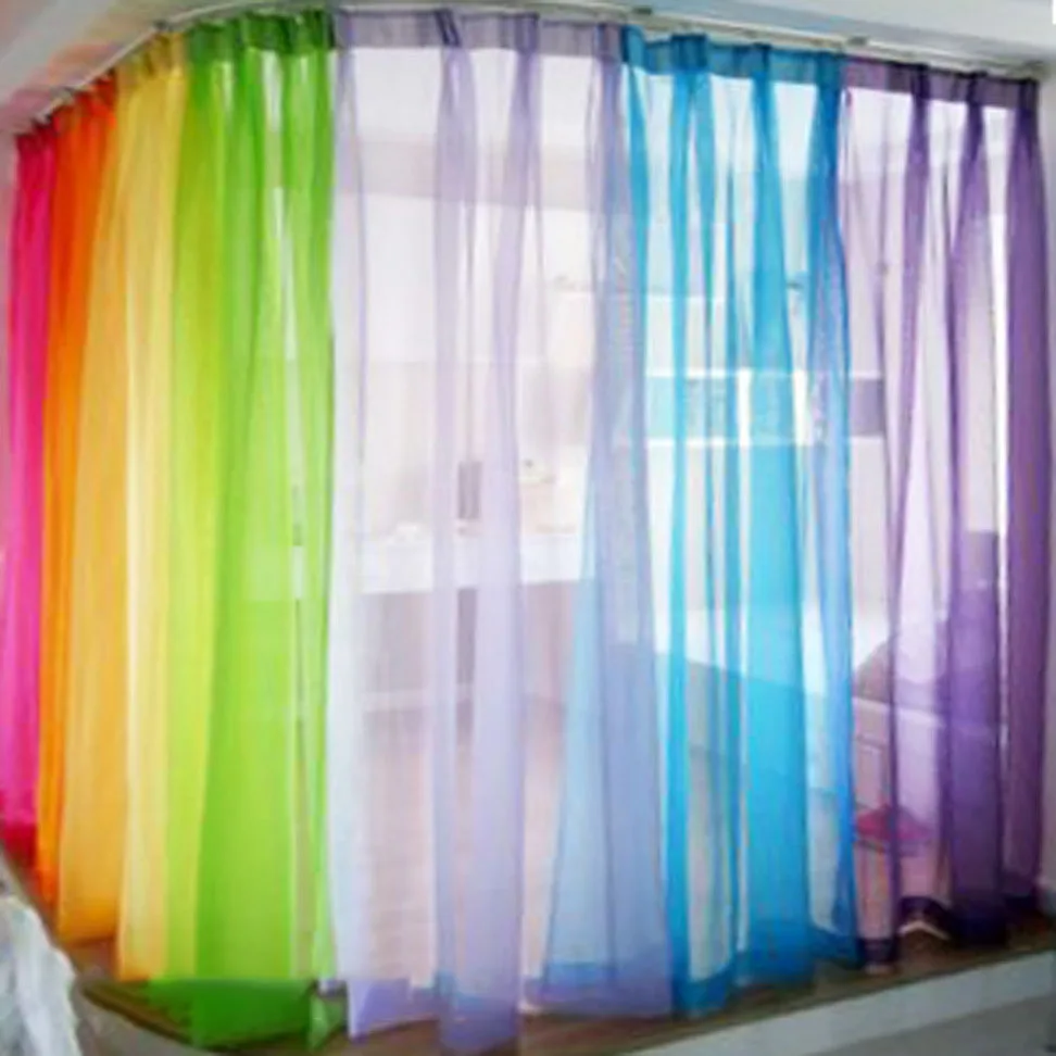 Solid Color Multicolor Bay Window Screening Solid Door Curtains Drape ...