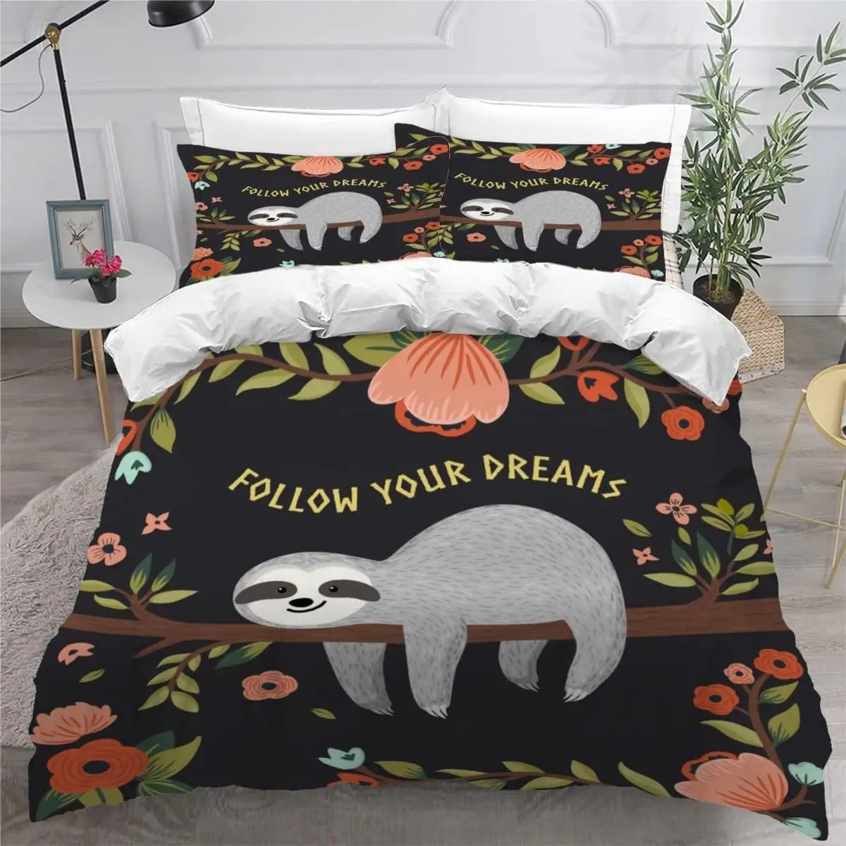 Colorful lovely Sloth Duvet Cover Modern Colorful Comforter Cover with ...