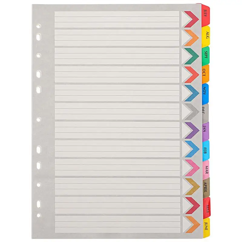12-Sheets-of-Binder-Dividers-with-Tabs-Binder-Index-Divider-Notebook ...