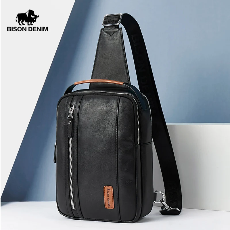 BISON-DENIM-Design-Genuine-Leather-Mens-Chest-Bags-Casual-Men-Shoulder-Bags-Fashion-Pack-Large ...