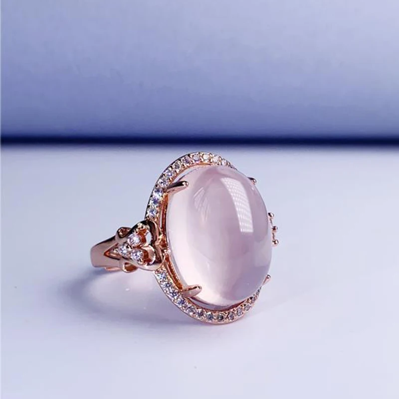 Anillo-ovalado-de-Calcedonia-Rosa-natural-con-apertura-ajustable-joyer ...