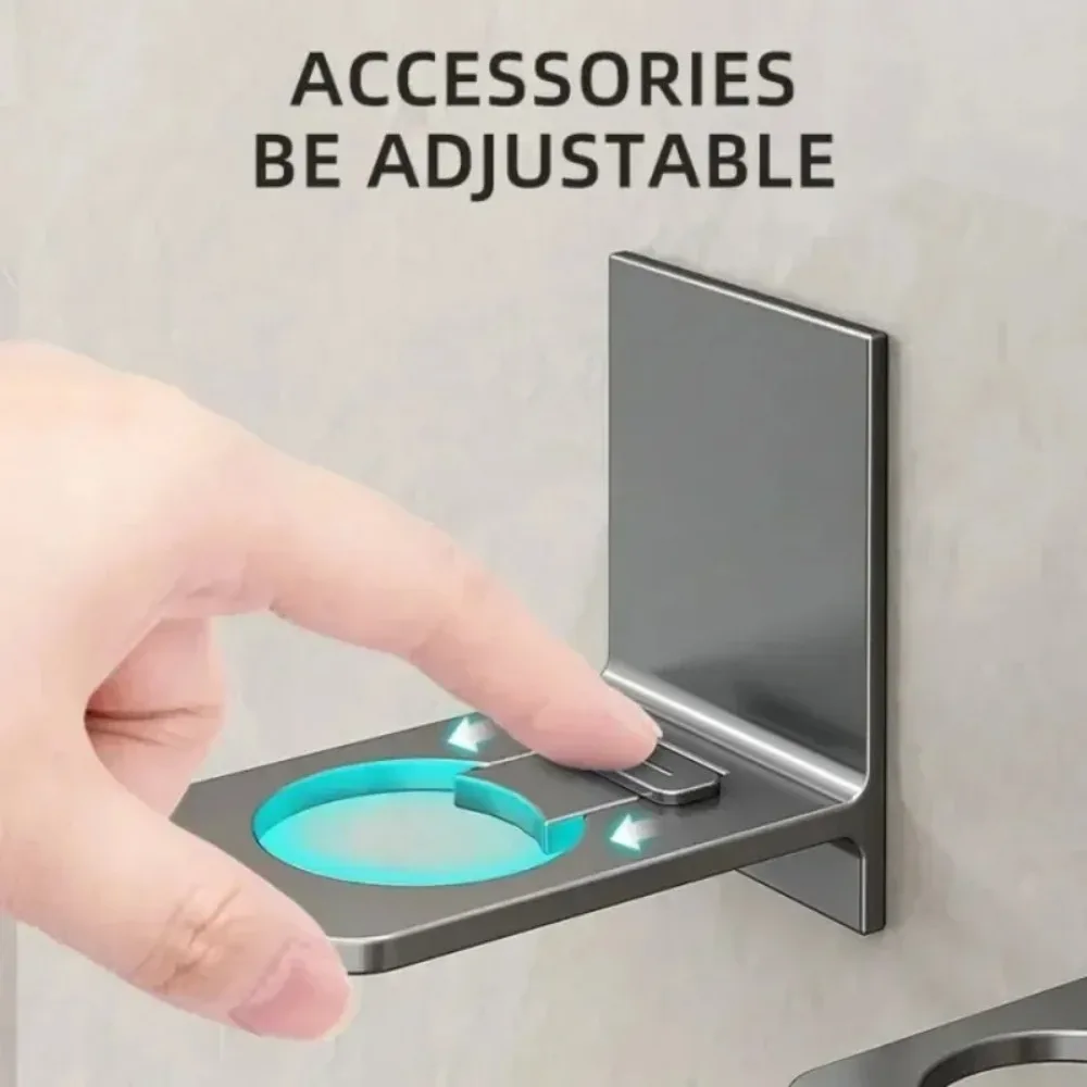 Aluminum-Shower-Gel-Bottle-Rack-Adjustable-Shampoo-Hanger-Hooks-No ...