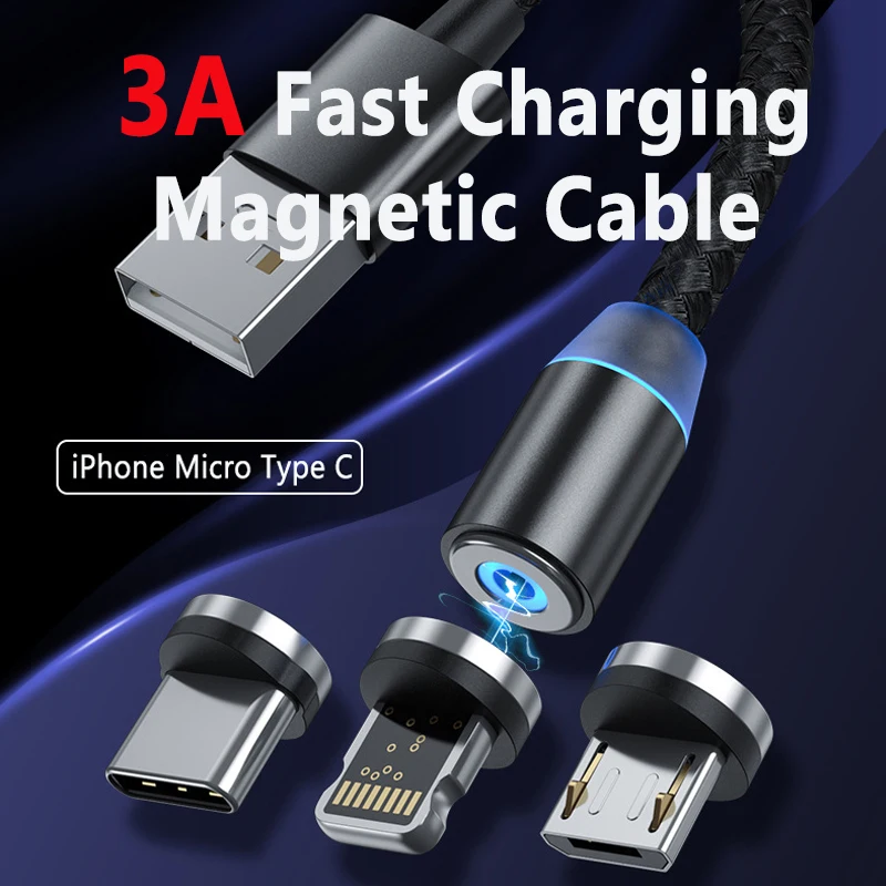 SZXPYU-360-Rotation-Magnetic-Charging-Usb-Cable-3-in-1-3A-Fast-Charger ...