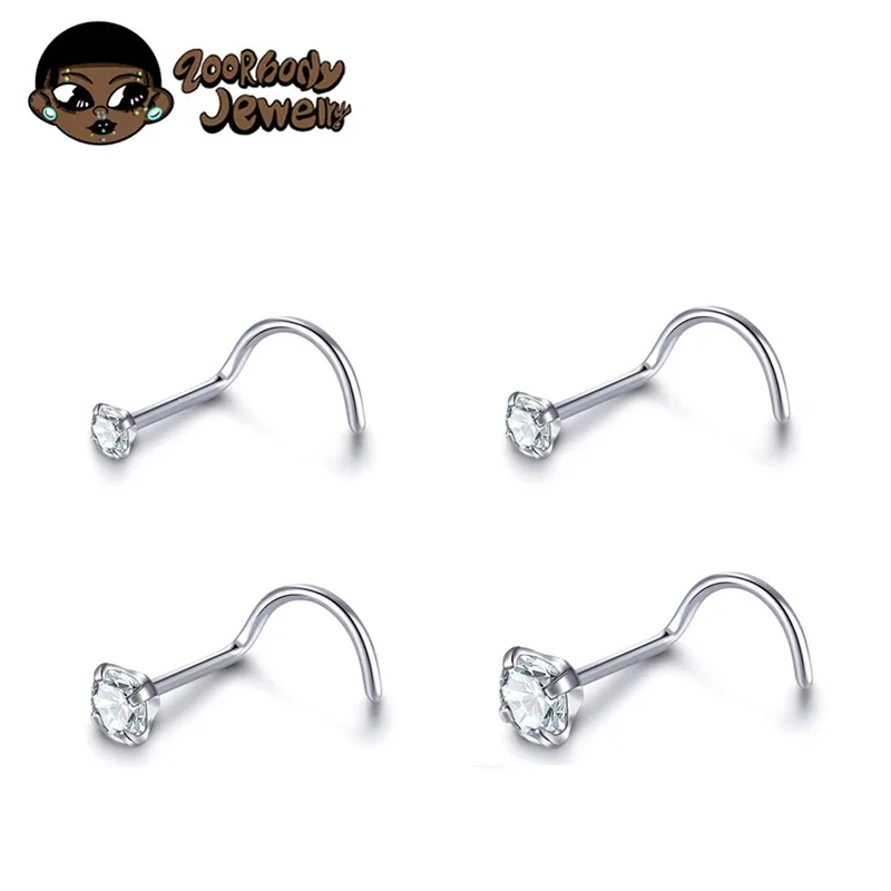10pcs-Titanium-18G-20G-Nose-Piercing-CZ-Crystal-Piercing-Nose-Studs ...