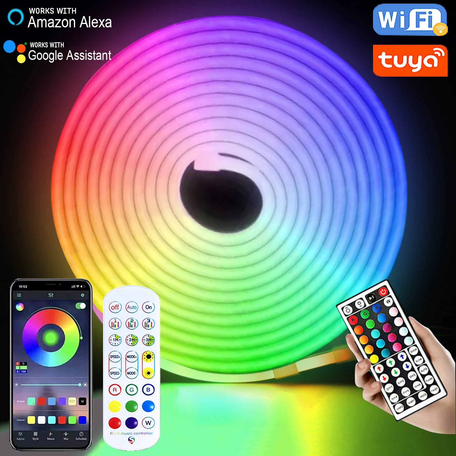 5V-USB-RGB-Neon-LED-Strip-Lights-Tuya-WiFi-Smart-Life-Waterproof-LED ...