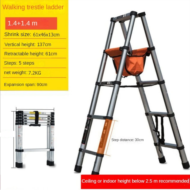 1-4-1-4M-Stainless-Steel-Herringbone-Ladder-Telescopic-Ladders-Climbing ...