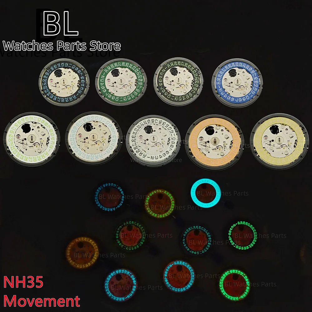 BLIGER-New-Original-NH35A-Movement-Green-Blue-Luminous-Calendar-Disc ...