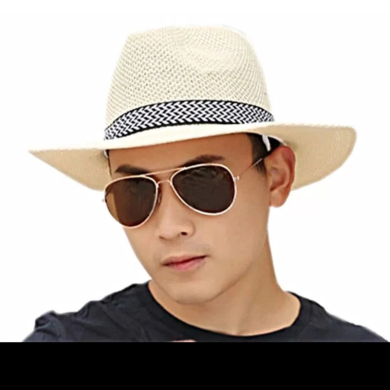 Fashion-Men-Straw-Hat-For-Unisex-Summer-Beach-Sun-Hats-Solid-Color ...