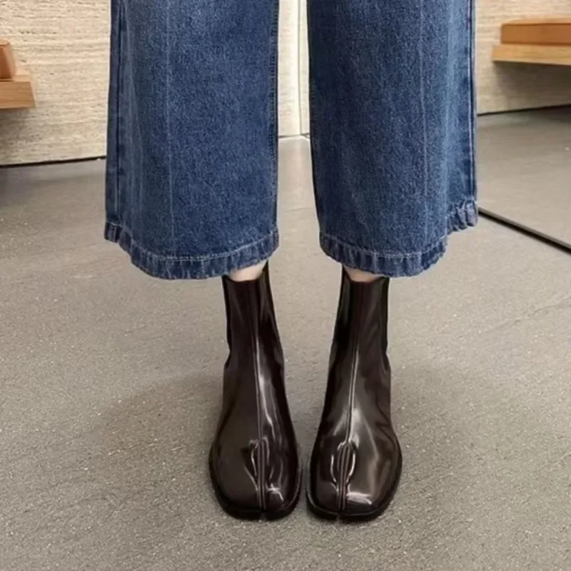 2024-Women-s-Split-Toe-Women-s-Boots-Slip-on-Chelsea-Boots-Low-Heel ...