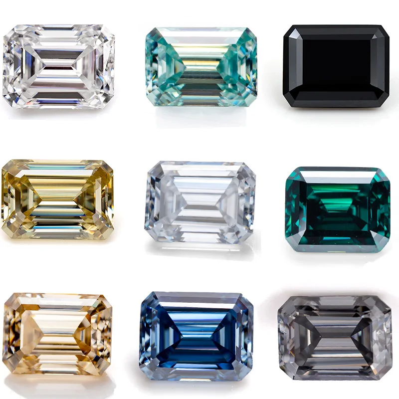 Many-Color-GRA-Emerald-Cut-Moissanite-Stone-VVS1-Multicolor-Loose ...