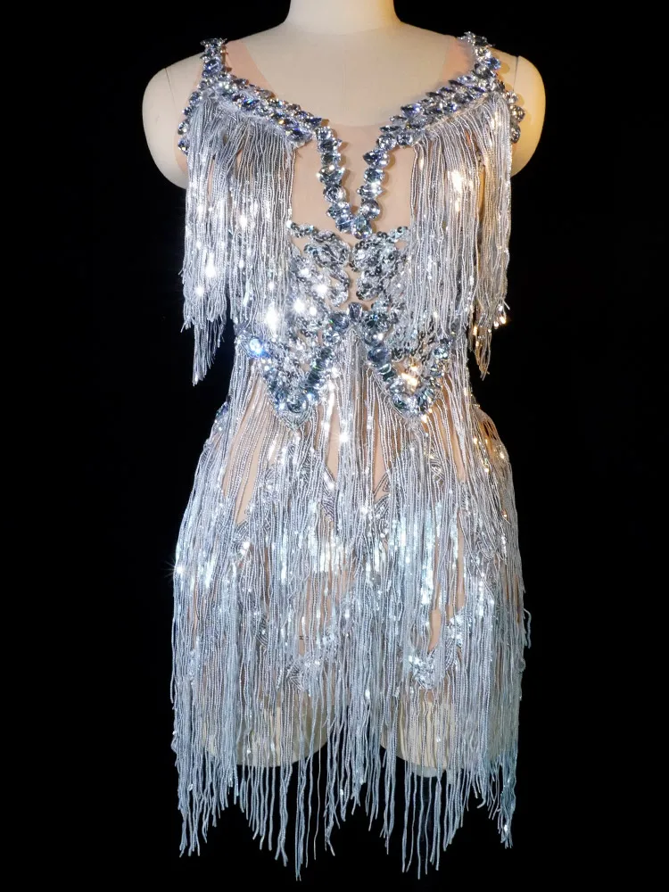 Glittering-rhinestones-fringed-skirt-latina-dance-jazz-birthday-party ...