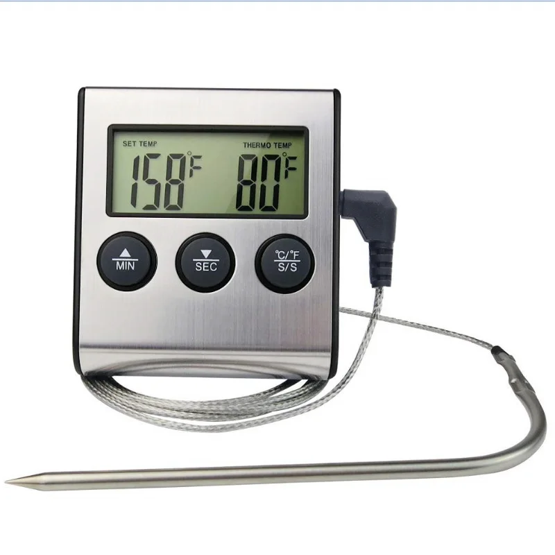 New-Digital-BBQ-Cooking-Oven-Thermometer-Stainless-Steel-Probe-Meat ...