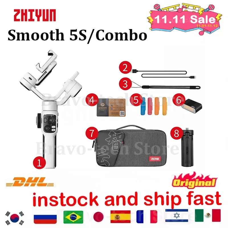 Zhiyun Smooth 5S Combo 3-Axis Focus Pull & Zoom Capability Handheld ...