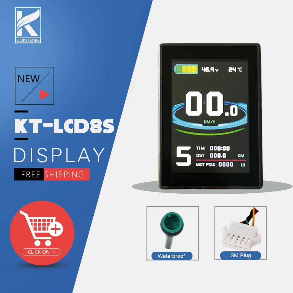 Kunteng Electric Bicycle KT LCD8S Display SM/Waterproof Plug Colourful ...