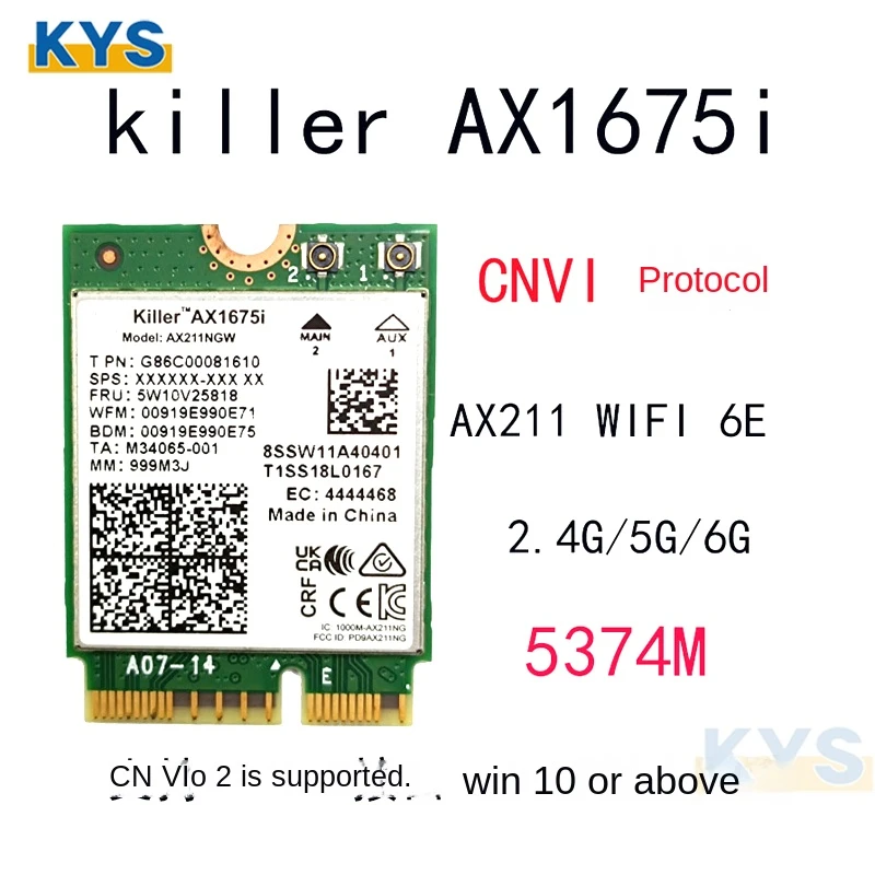 Killer AX1675i Wi Fi 6E M.2 Key E CNVio 2 Tri Band 2.4G/5G/6Ghz ...