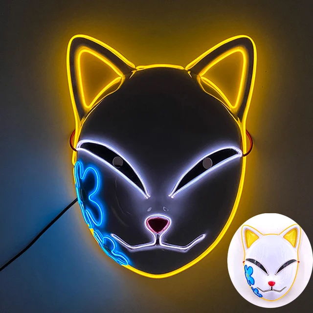 Hot Sale Halloween Glowing Face Mask LED Fox Mask For Men Women Game ...