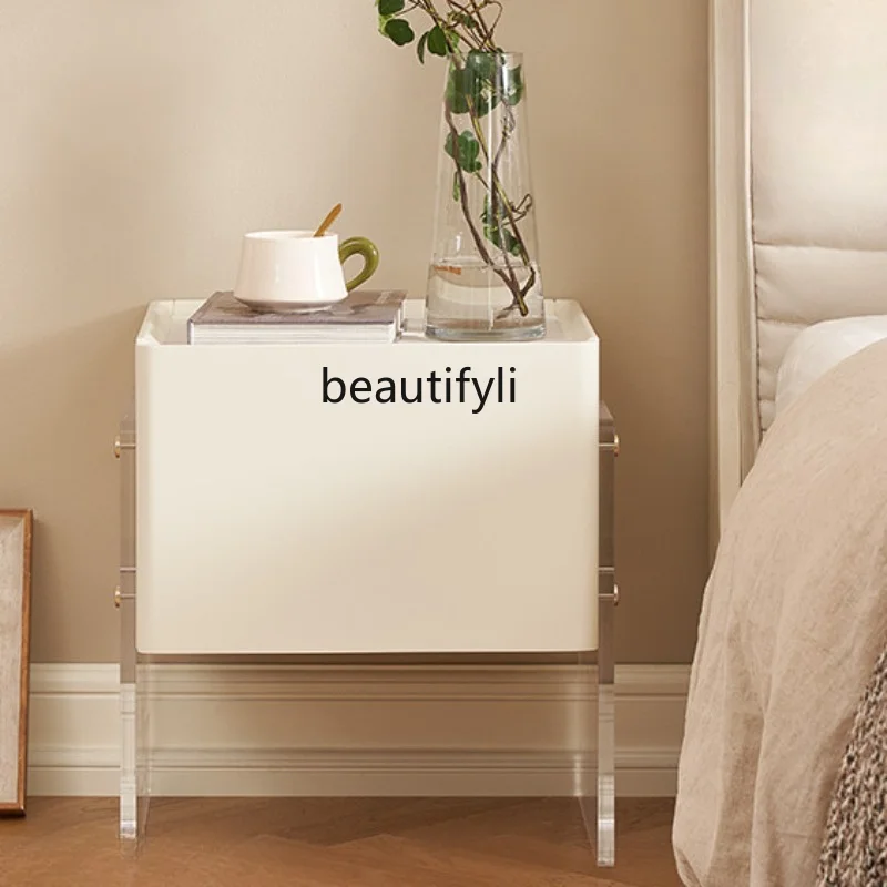 Solid-Wood-Bedside-Cabinet-Modern-Minimalist-White-Cream-Style-Bedroom ...
