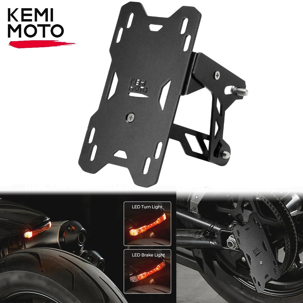 Motorcycle-Side-License-Plate-Bracket-Holder-with-Turn-Signal-Brake ...