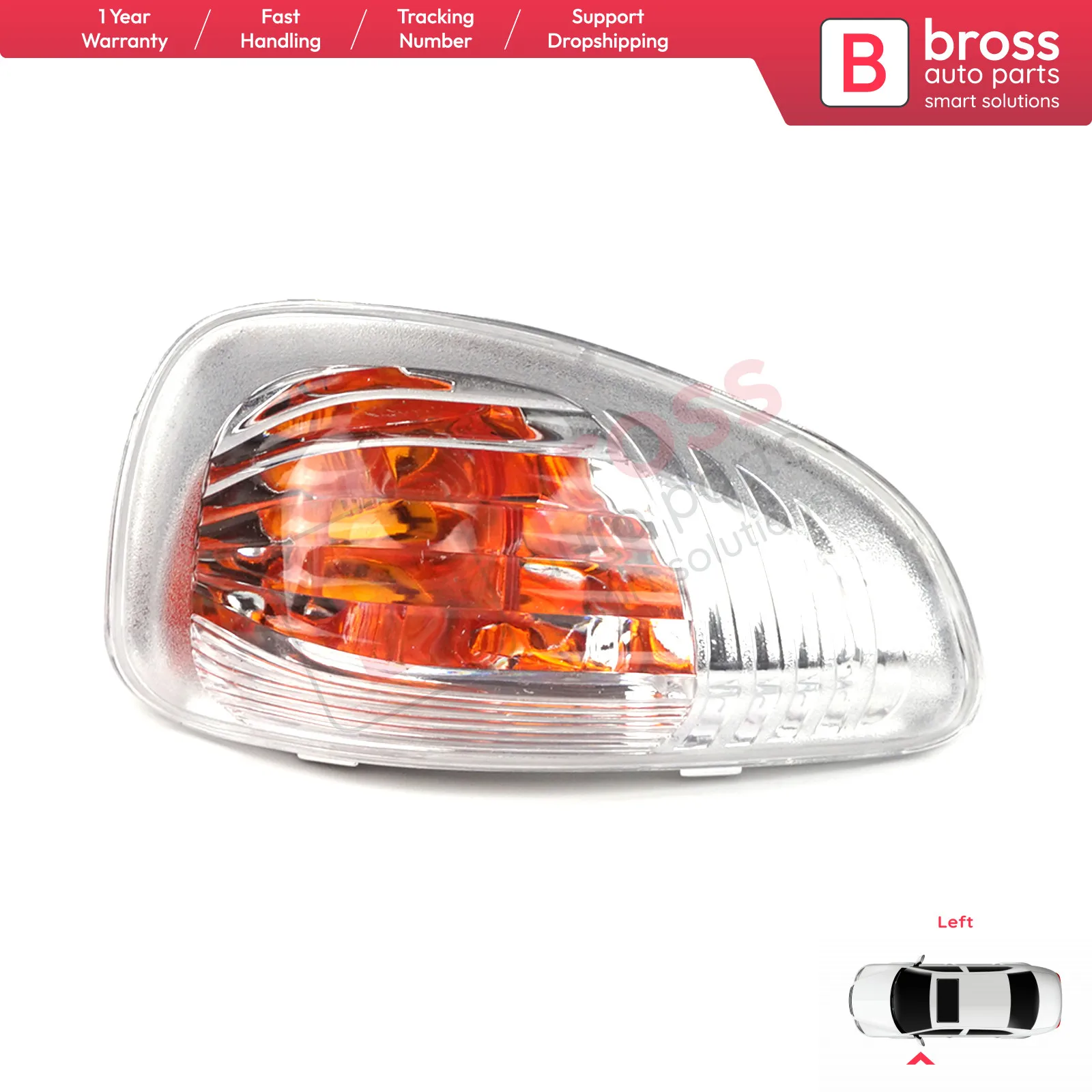Bross BSP625 1ด้านข้างกระจกตัวบ่งชี้เลนส์ด้านซ้าย7485120621สำหรับ ...
