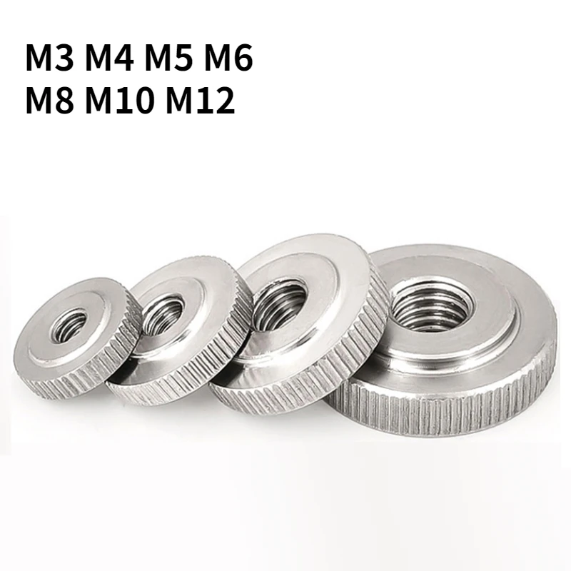 304 stainless steel hand nut knurled thin head nut GB807 flat head nut ...