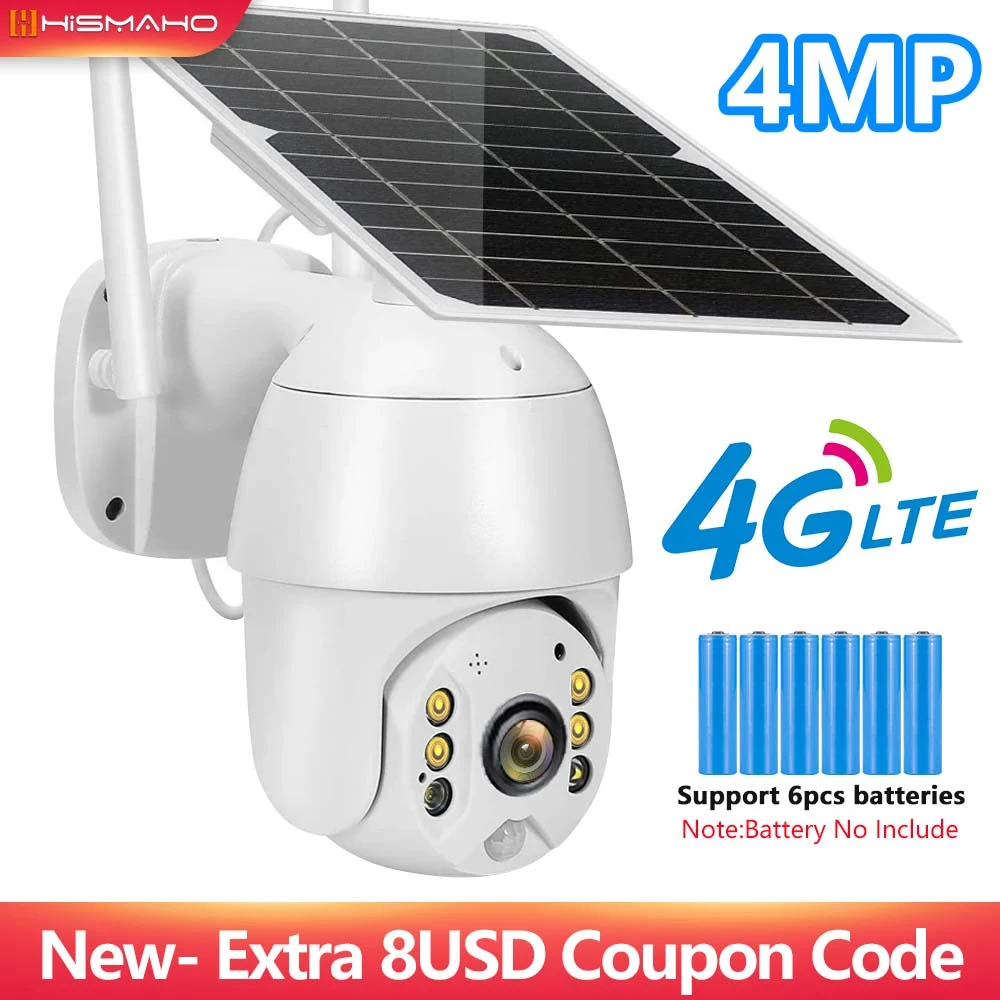 4G Solar Camera 4MP 2K WiFi Wireless IP Cam Outdoor PTZ Home Security ...