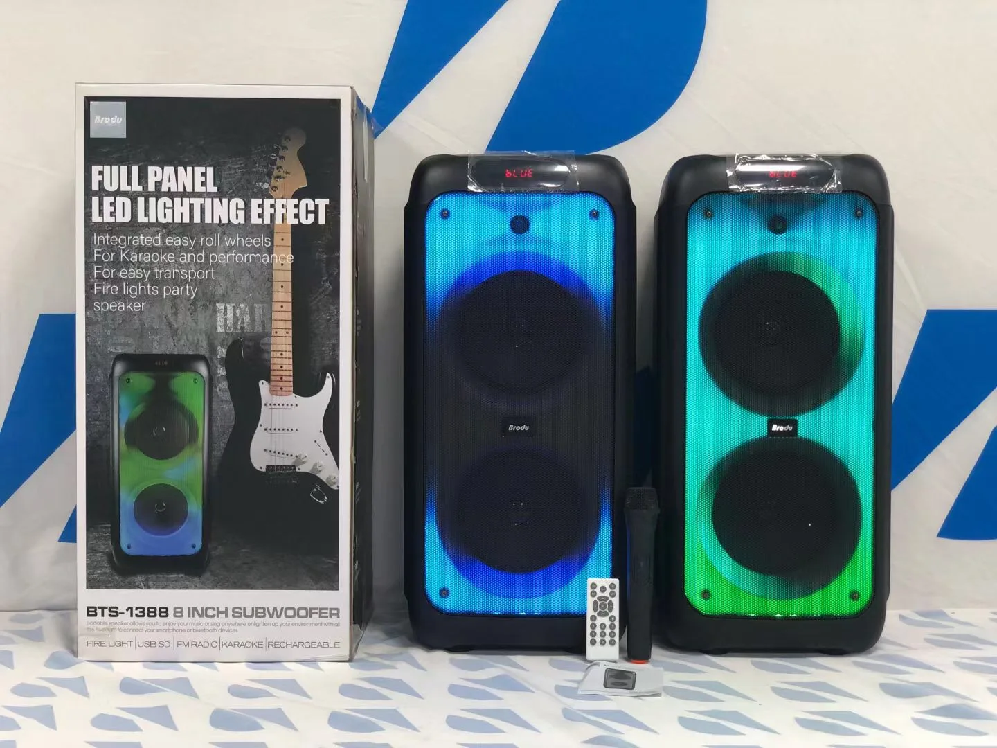 KTS Brodu speaker BTS-1388 Wireless Portable Speaker dual 8 inch BT ...