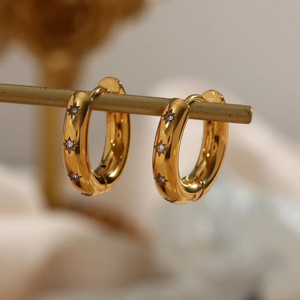 Ins-18K-PVD-Gold-Plated-Stainless-Steel-Eight-Pointed-Star-Hoop-Earrings-For-Women-Waterproof ...