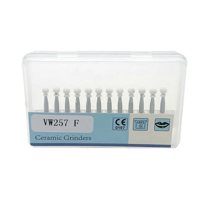 12Pcs/BOX Dental White Stone Polishing Burs for High Speed Handpiece or ...