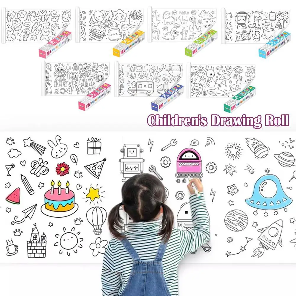 어린이용 Diy 드로잉 롤 스티커 컬러 필링 용지 색칠하기 종이 롤 Diy 페인팅 드로잉 조기 교육 완구