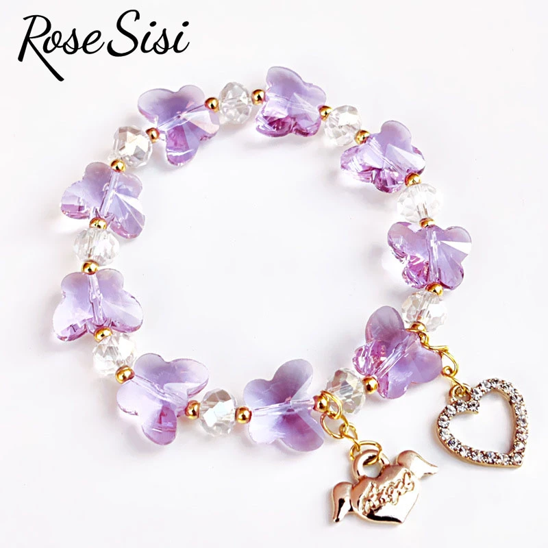 Style Girl Bracelets Crystal Women Gift Jewelry Shipping Beads Leather ...