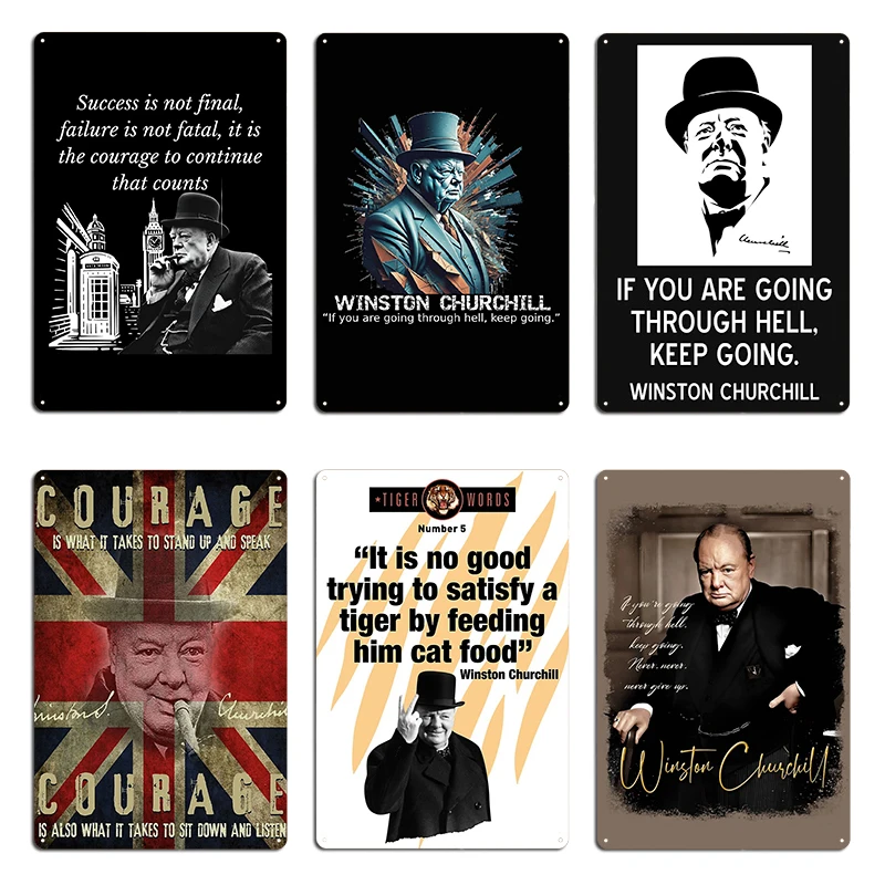 Winston Churchill Quotes Metal Sign Decoration Garage Wall Decor ...