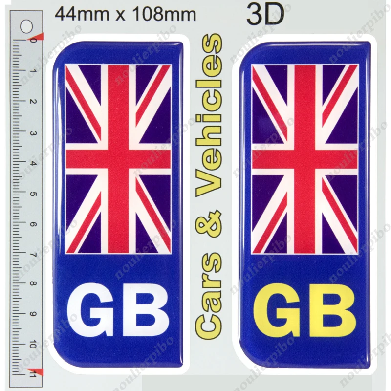 2x GB Rear Front Union Jack Car Van License Plate Sticker 3D 3D Epoxy ...